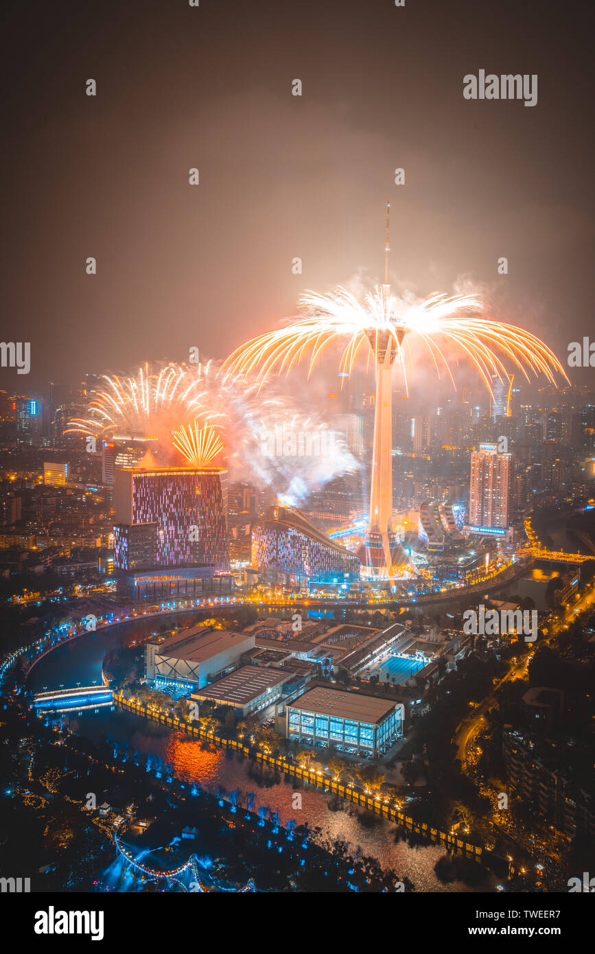 Chengdu Tianfu Tower Fireworks Stock Photo - Alamy