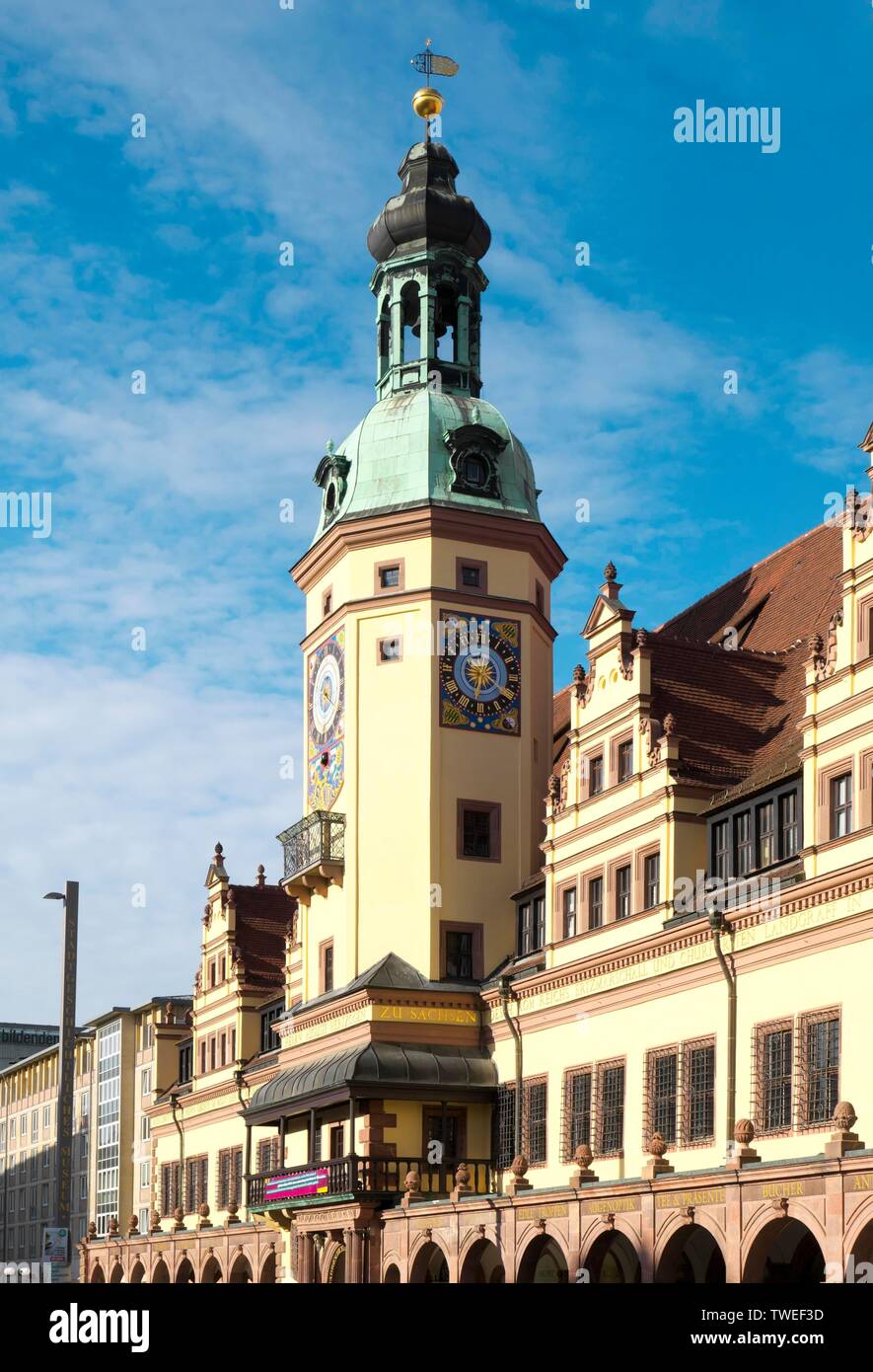 Town Hall Tower, Old Town Hall, Leipzig, Saxony, Germany Stock Photo ...