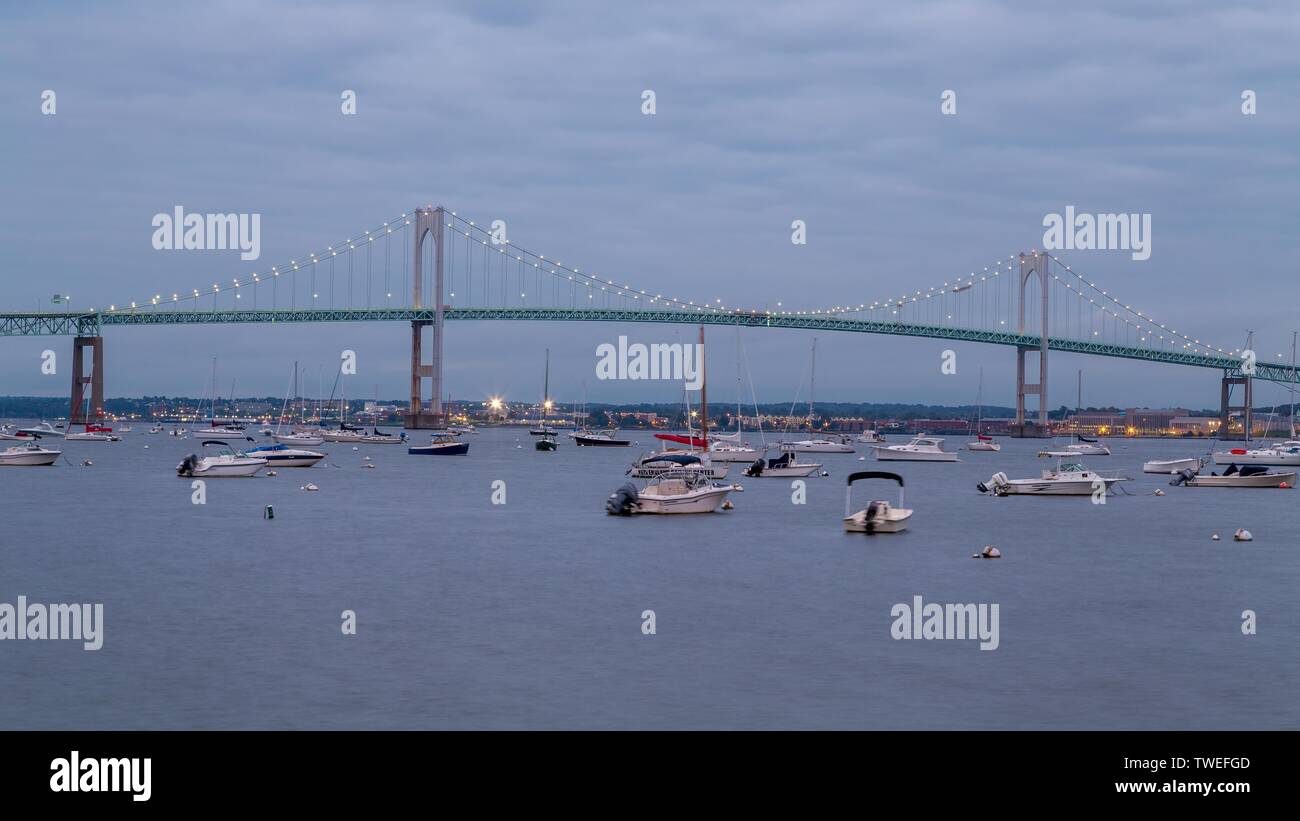 Suspension Bridge Newport Bridge, Newport, Rhode Island, USA Stock ...