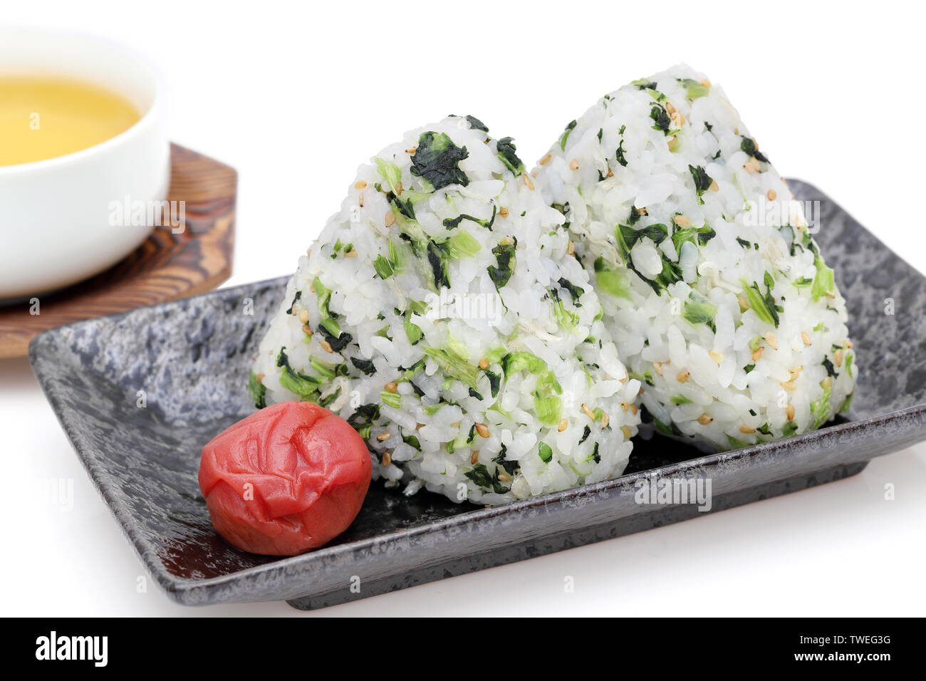 Onigiri, Japanese food, Japanese rice ball, rice triangle with nozawana ...