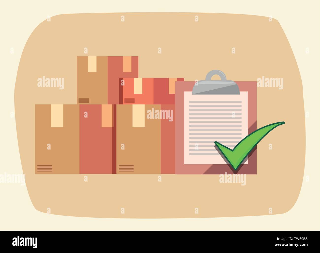 cardboard boxes check mark fast delivery vector illustration Stock Vector Image & Art - Alamy