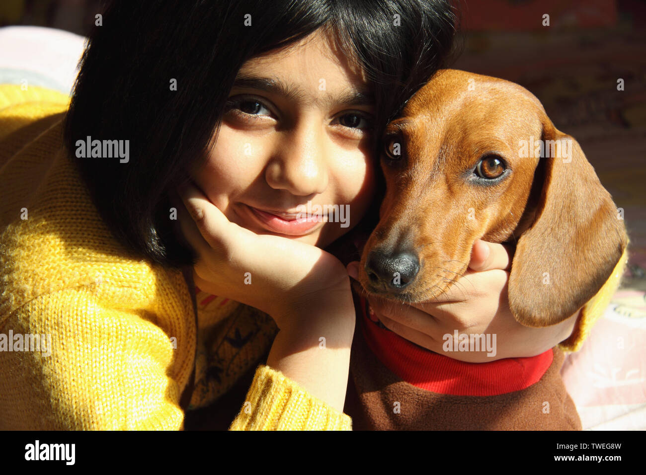 Indian girl with animal hi-res stock photography and images - Alamy