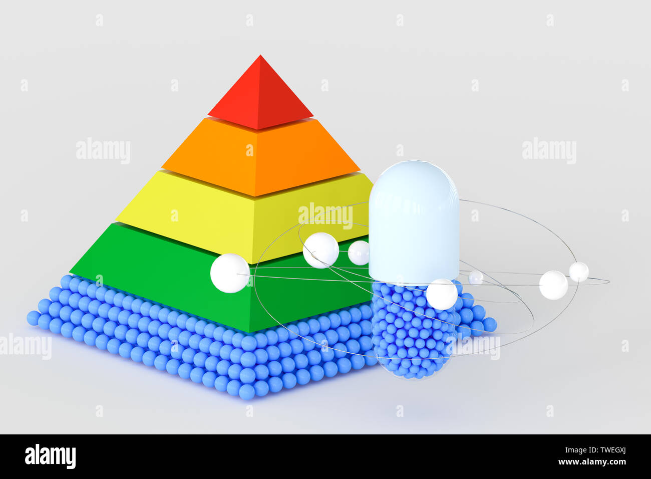 Statistical pyramids with capsules, three-dimensional rendering Stock ...