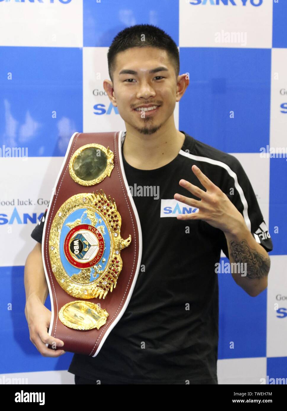 Kazuto Ioka poses for a photo in Tokyo on June 20, 2019, a day after ...