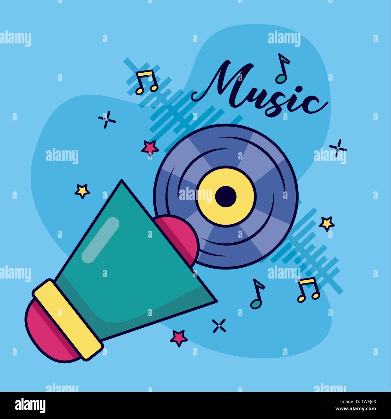 megaphone vinyl record music colorful background Stock Vector Image ...