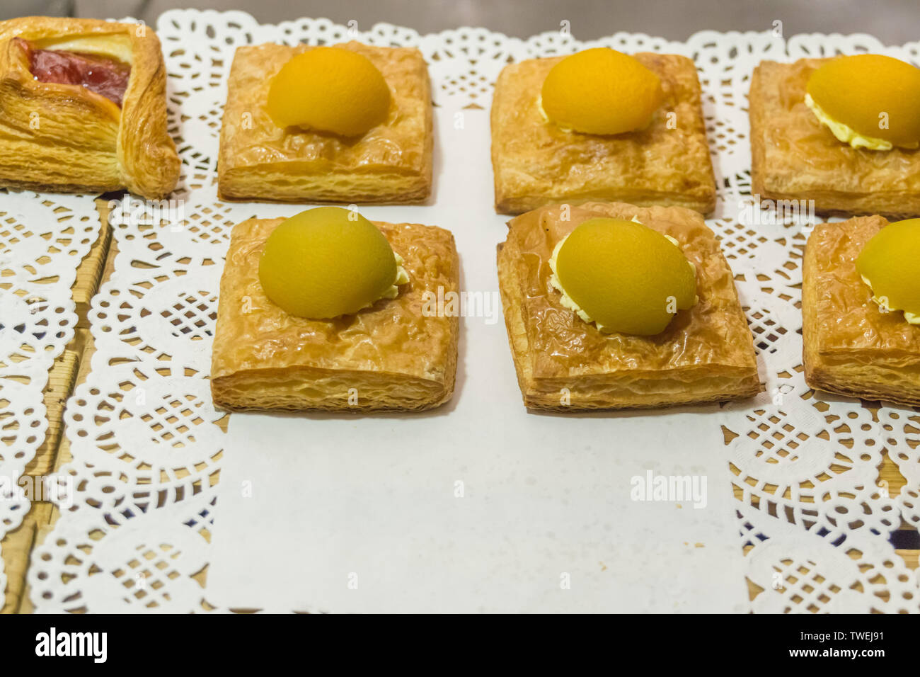 A bunch of breakfast bread snacks close-up Stock Photo - Alamy