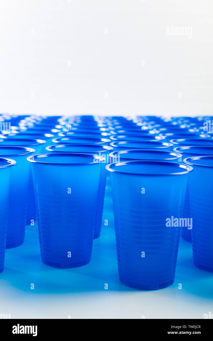 blue disposable plastic glasses Stock Photo - Alamy