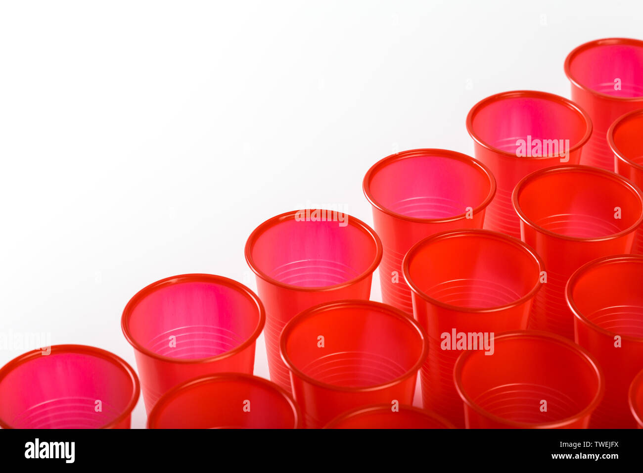 red disposable plastic glasses Stock Photo - Alamy
