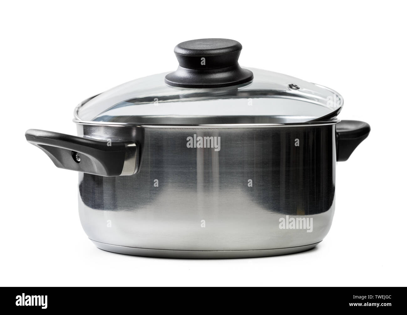 Steel saucepan isolated on white background Stock Photo - Alamy