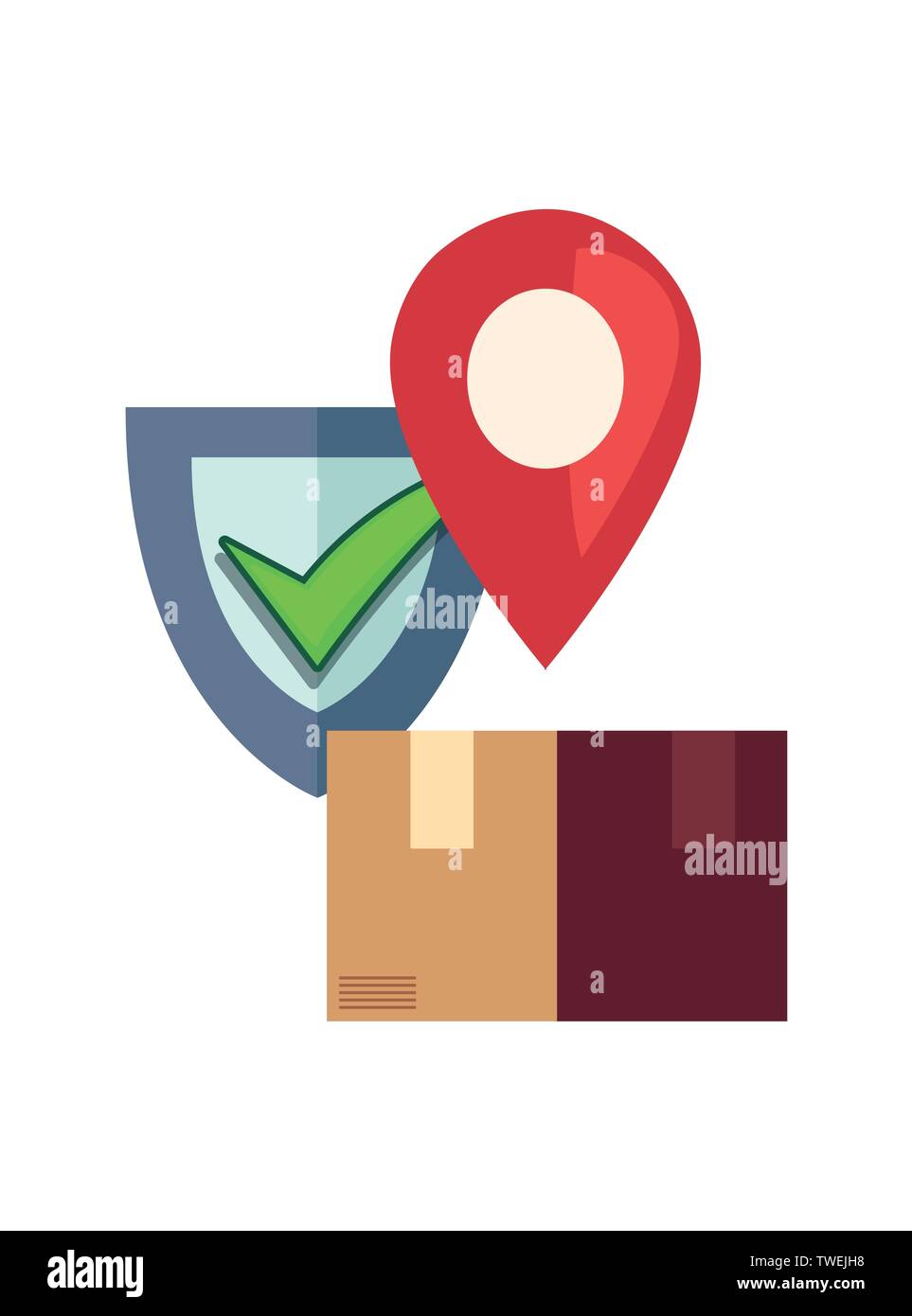 cardboard box check mark navigation pointer fast delivery vector ...