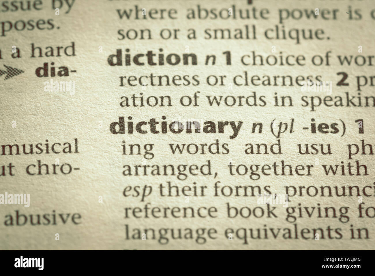 Dictionary definition of word Stock Photo - Alamy