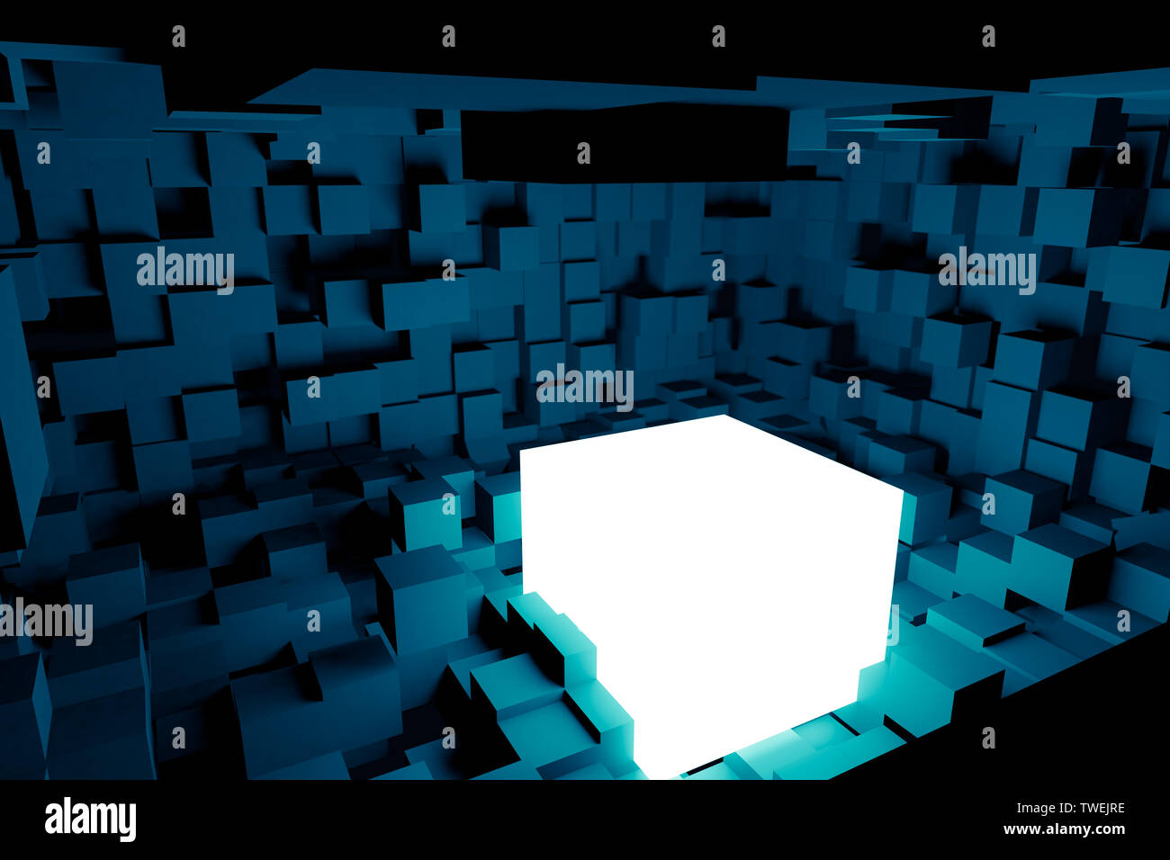 Blue Tech Sense Cube Model Stock Photo - Alamy