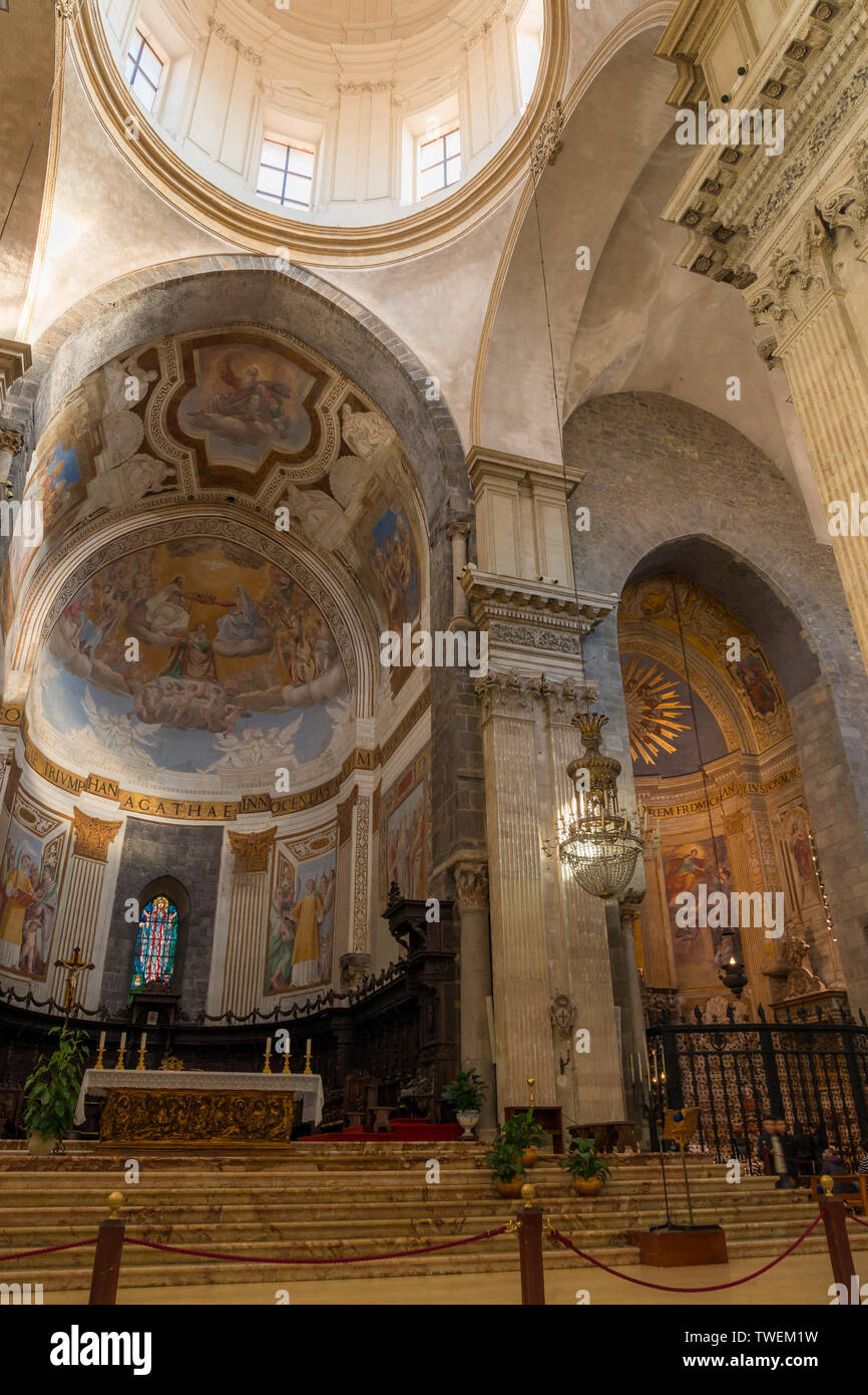 Interior of the St. Agatha Cathedral, Catania, Sicily, Italy, Europe ...