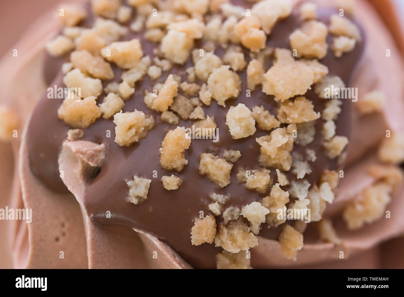 Ice cream chocolate sprinkle nuts/ close up Stock Photo - Alamy