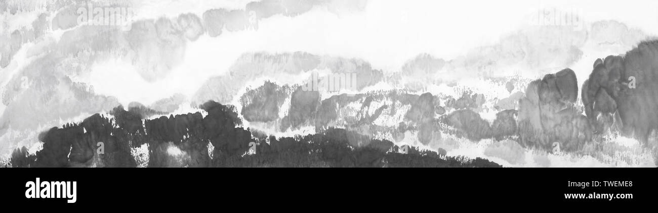 Abstract landscape ink background Stock Photo - Alamy
