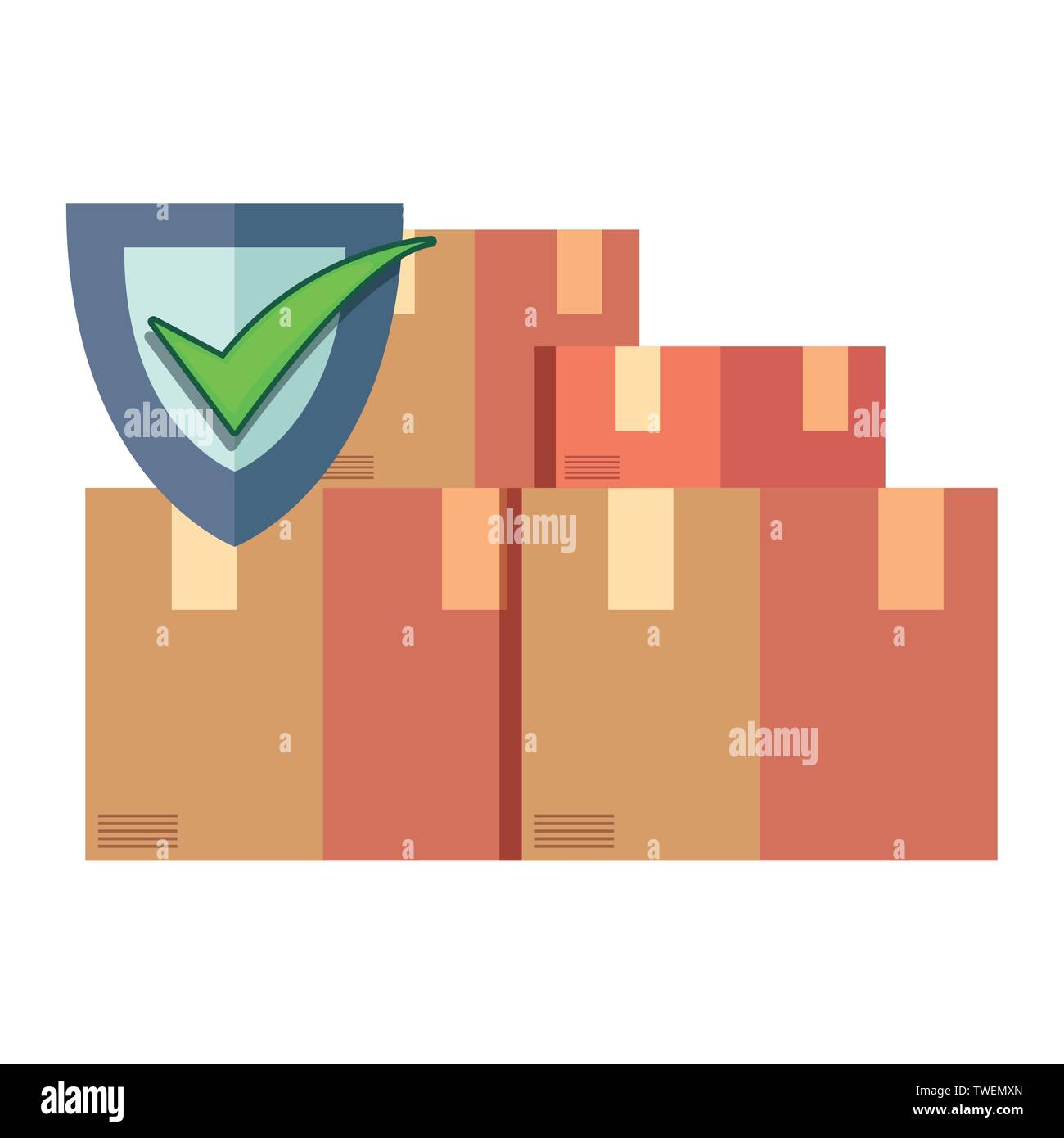 cardboard boxes check mark fast delivery vector illustration Stock ...