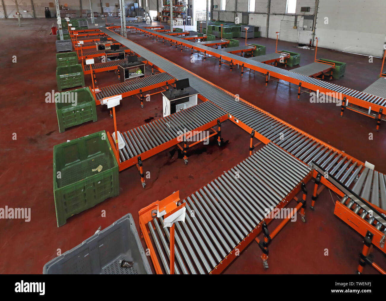 Sorting System With Conveyors Loop In Distribution Warehouse Hi Res