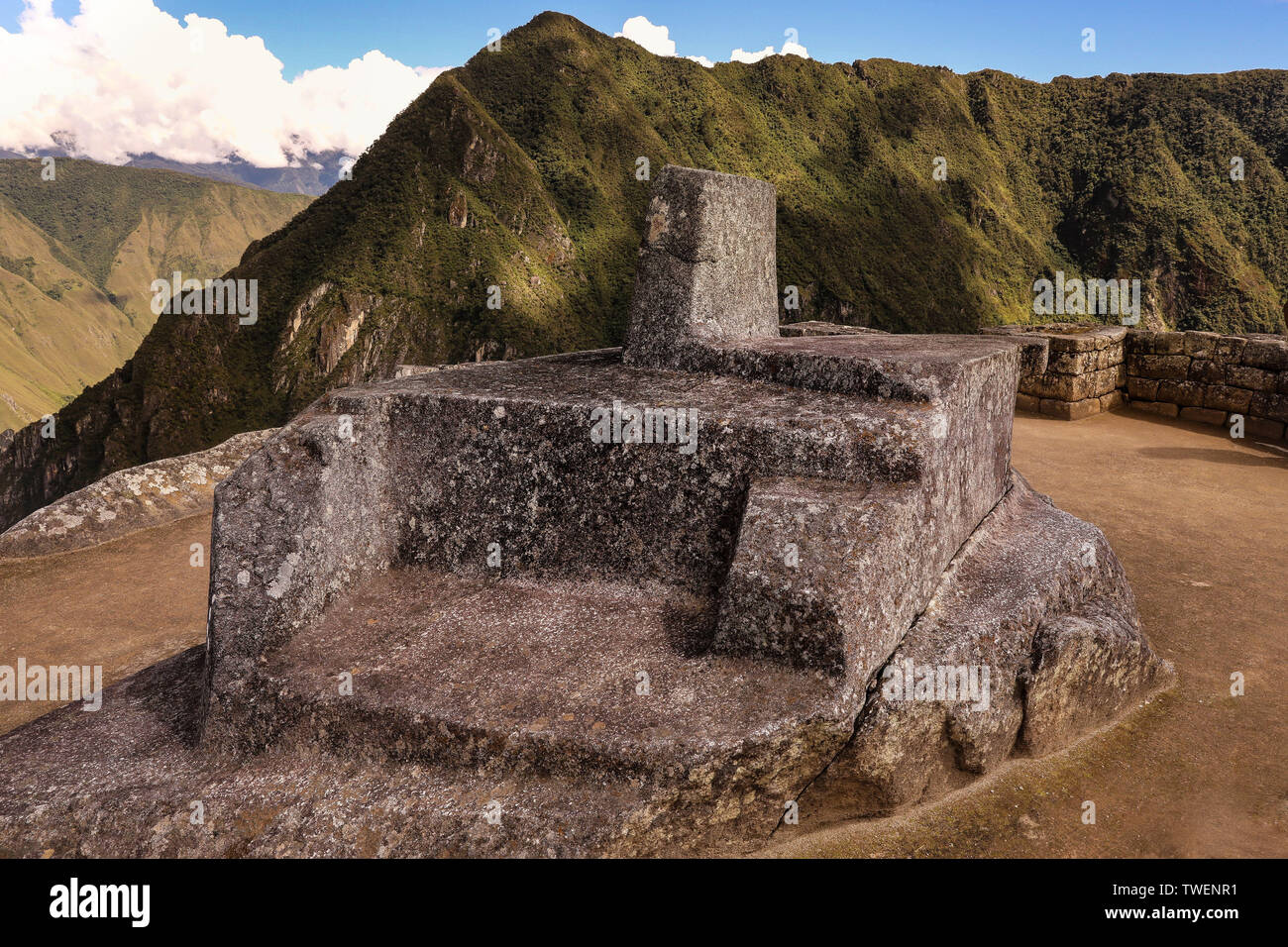 Intihuatana sundial on machu picchu hi-res stock photography and images ...