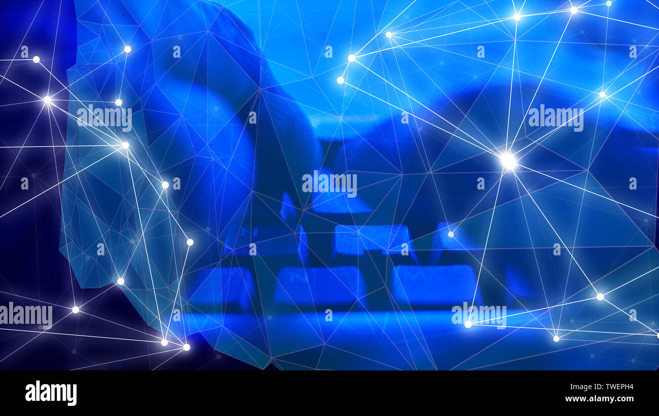 Computers software coding concept, dark blue sci fi backgrounds Stock ...