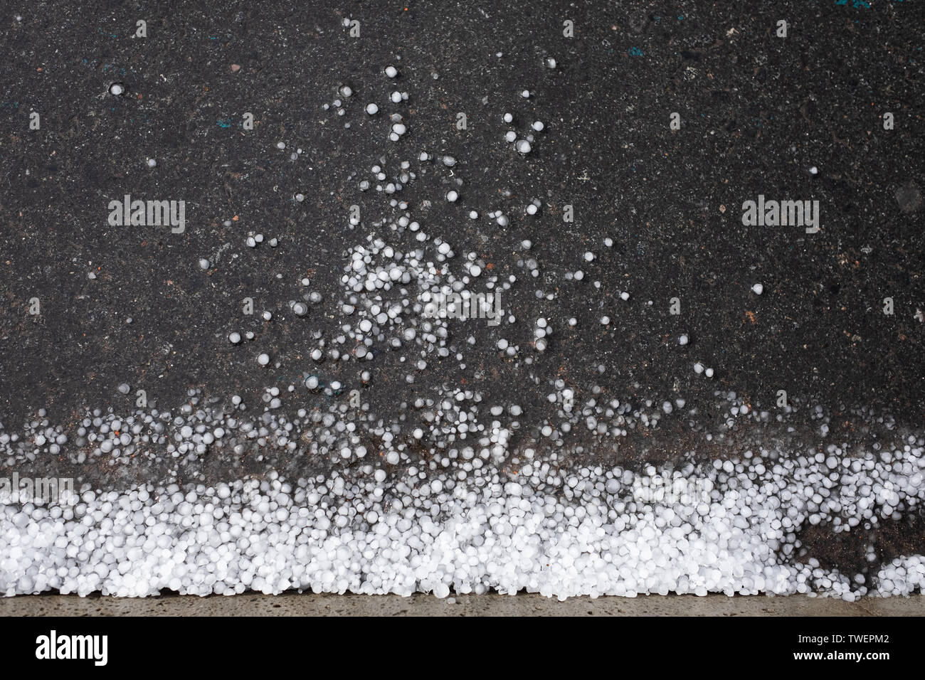 Hail on the pavement after a thunderstorm on summer day Stock Photo - Alamy