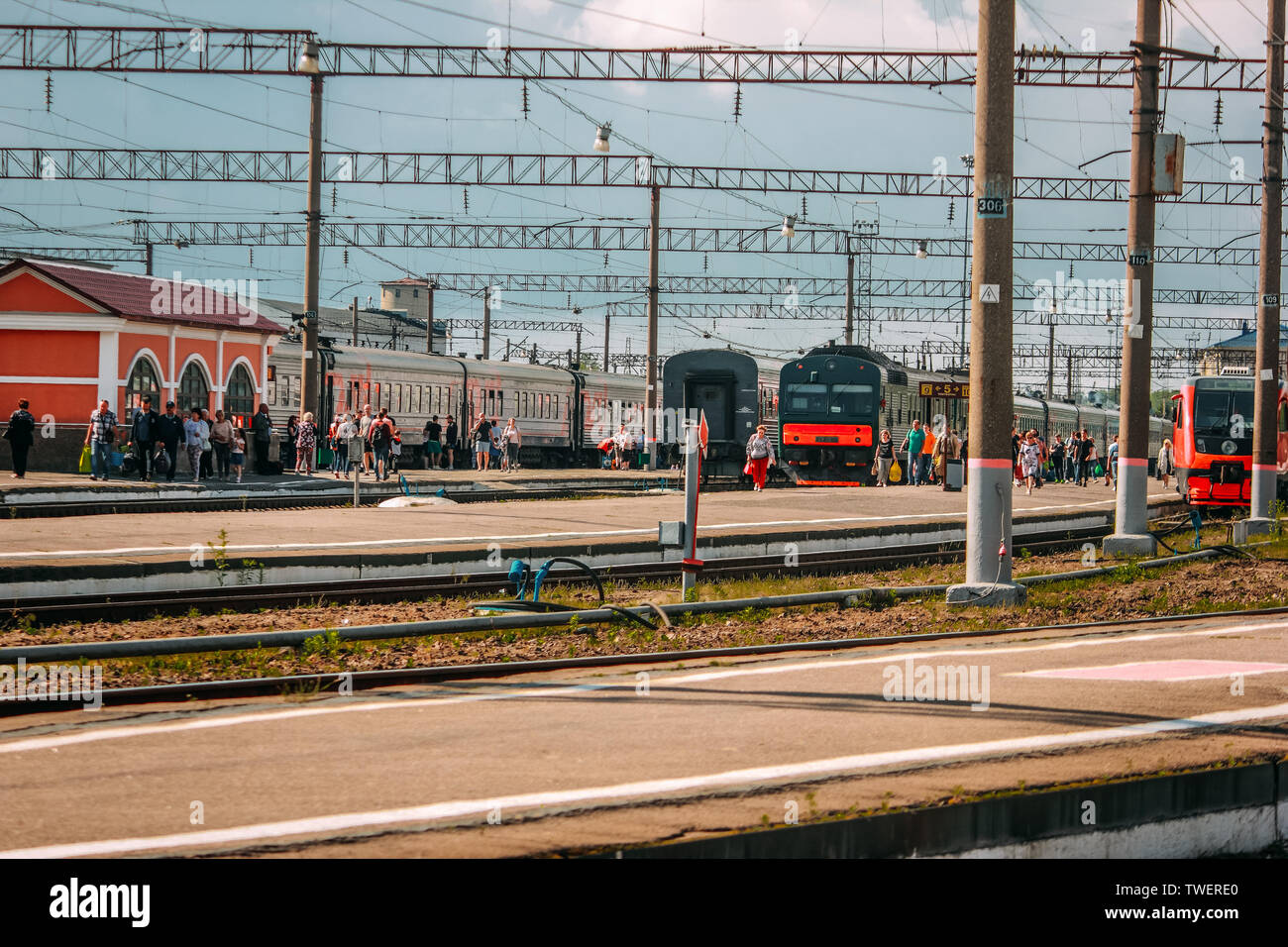 Vintage boarding train station hi-res stock photography and images - Alamy