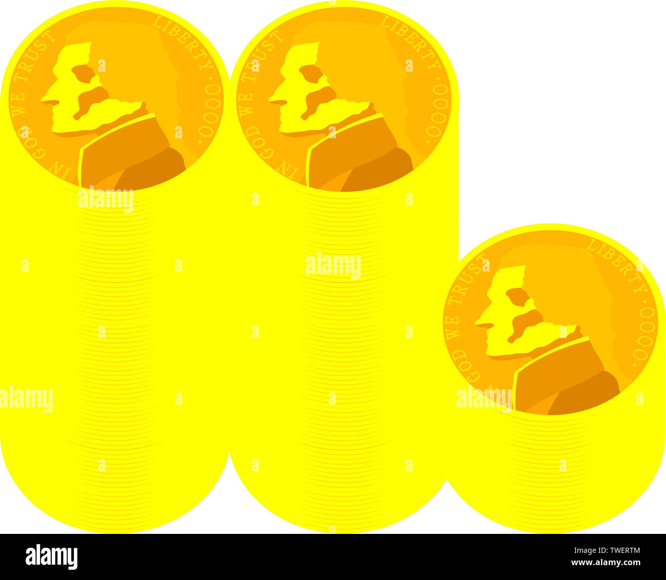 This is an illustration of stacked 5 cent coins Stock Photo - Alamy