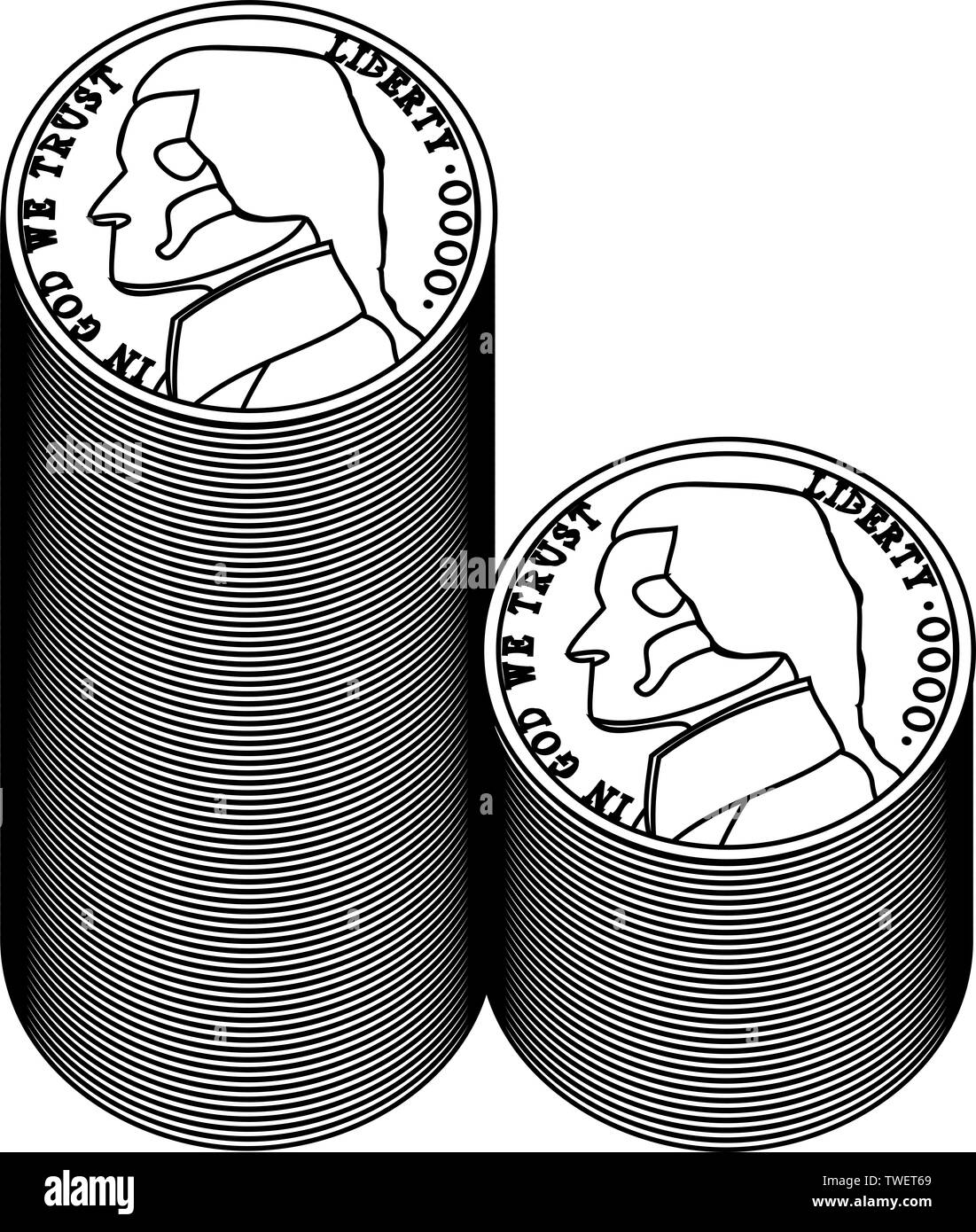This is an illustration of stacked 5 cent coins Stock Photo - Alamy