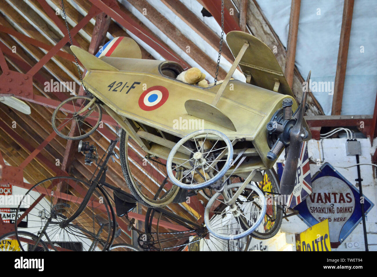 Child's go cart 'plane' hanging from the ceiling at the Cotswold ...