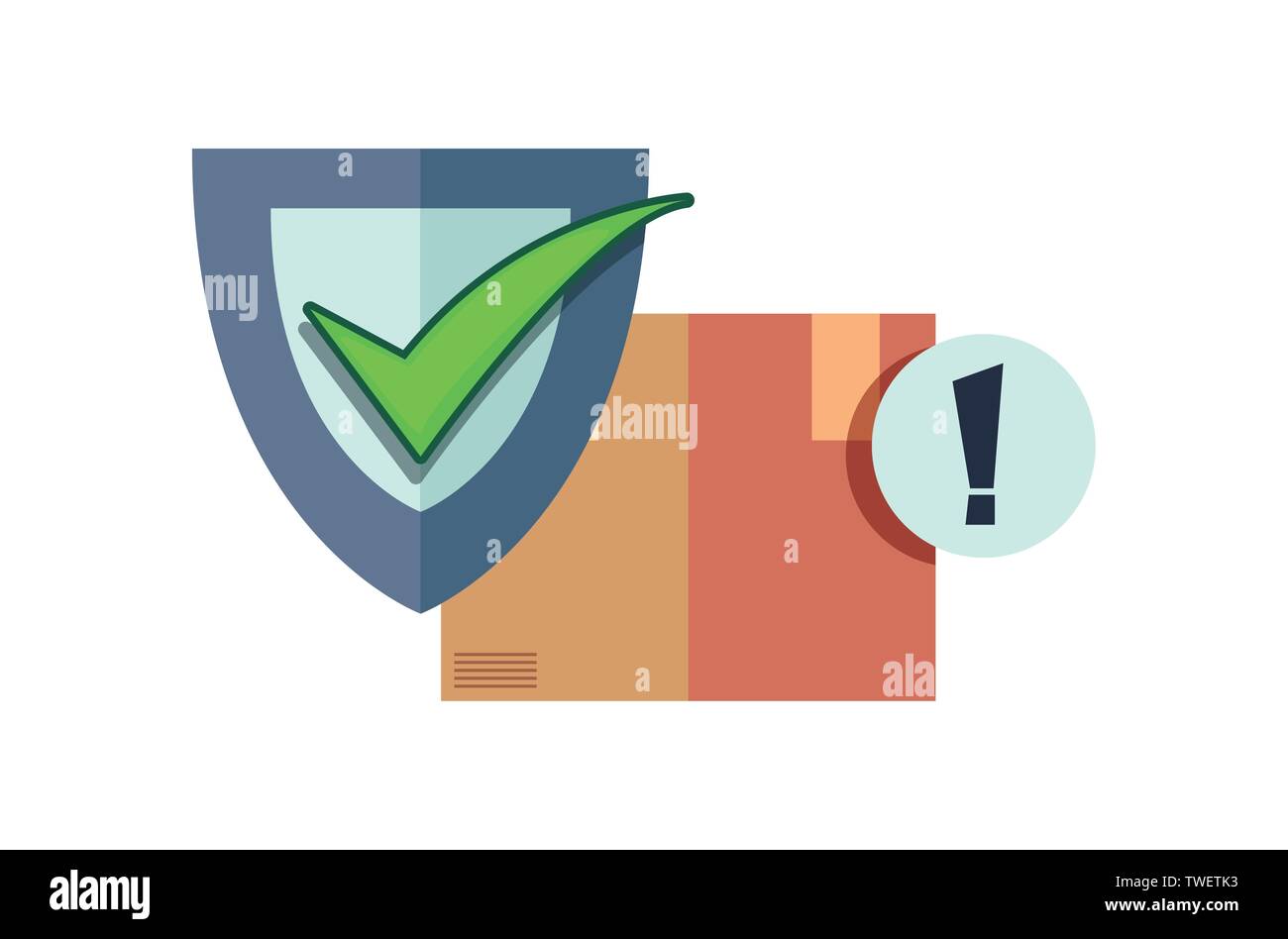 cardboard box check mark warning fast delivery vector illustration ...