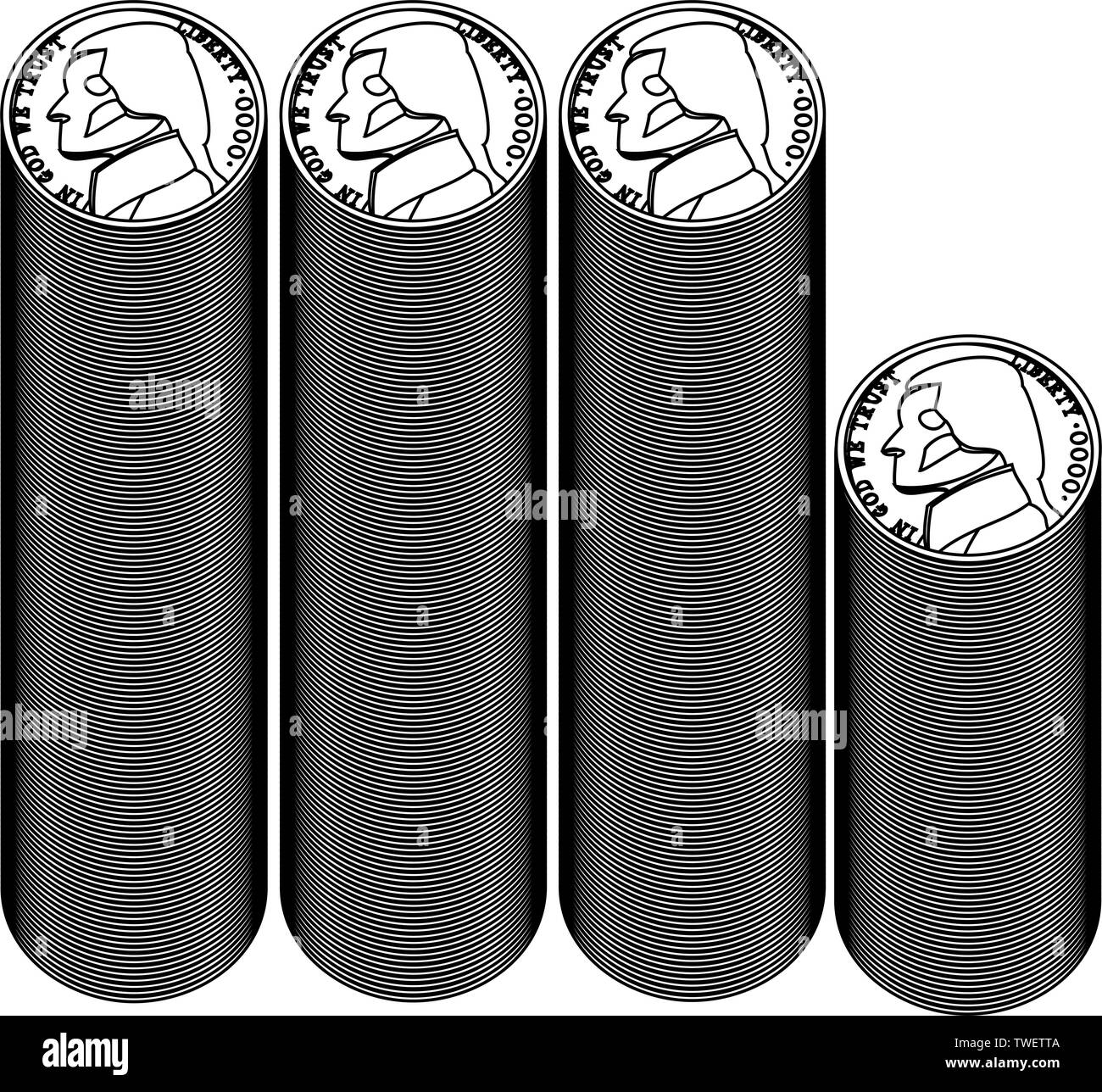 This is an illustration of stacked 5 cent coins Stock Photo - Alamy