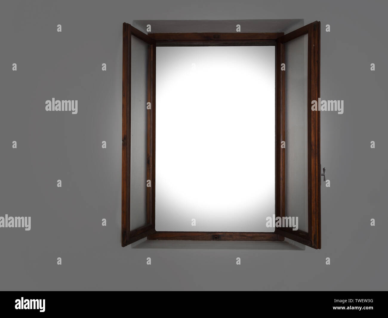 Generic open window. Wood frame Stock Photo - Alamy