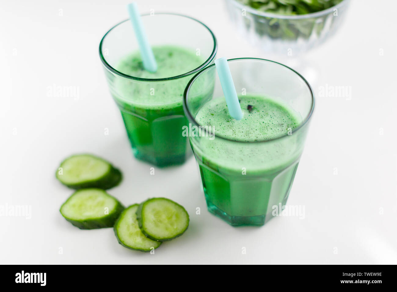 Fresh green smoothy drink Stock Photo - Alamy