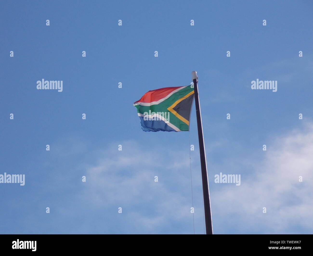 South African flag flying Stock Photo - Alamy