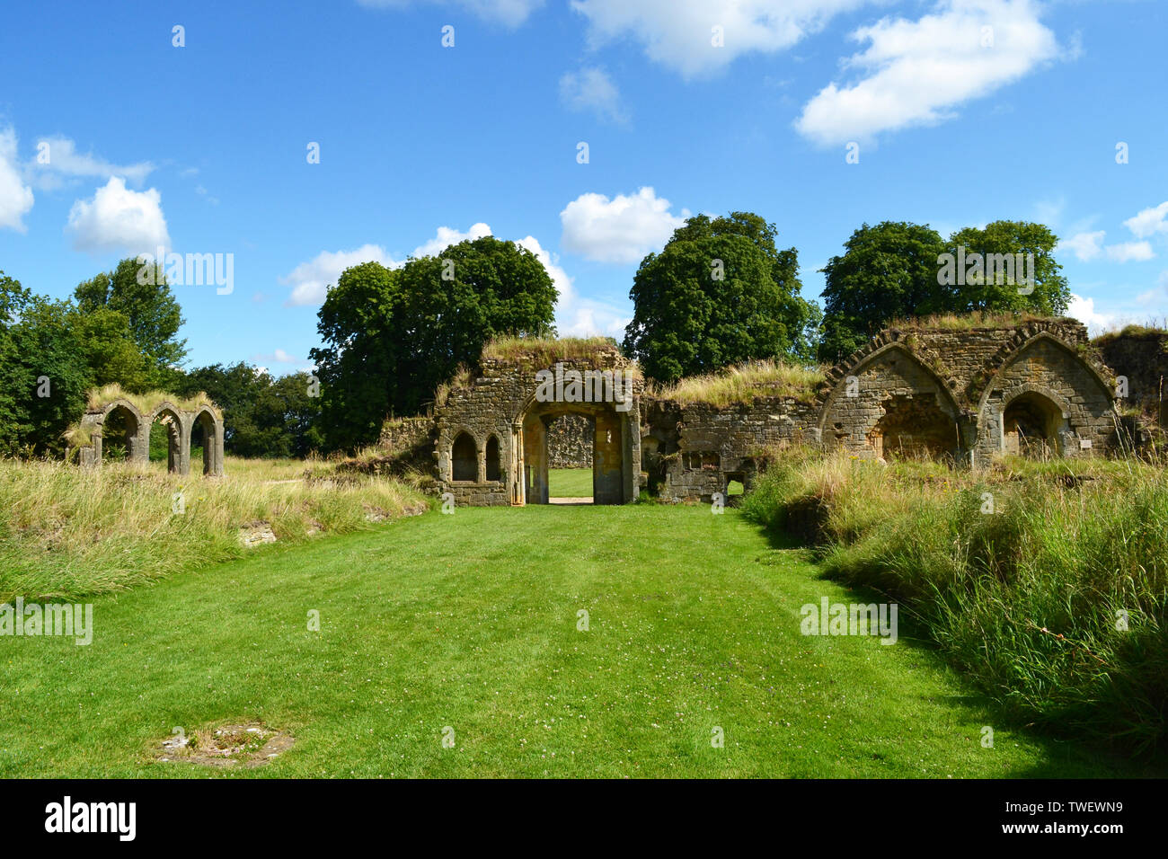 View of the old kitchens, Hailes Abbey, Cistercian abbey, two miles ...