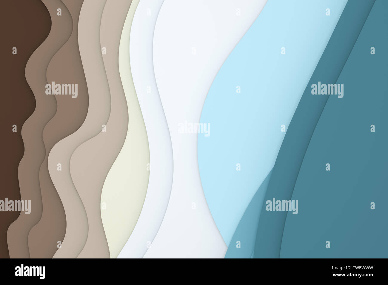 Three-dimensional rendering, curved cardboard light color background ...