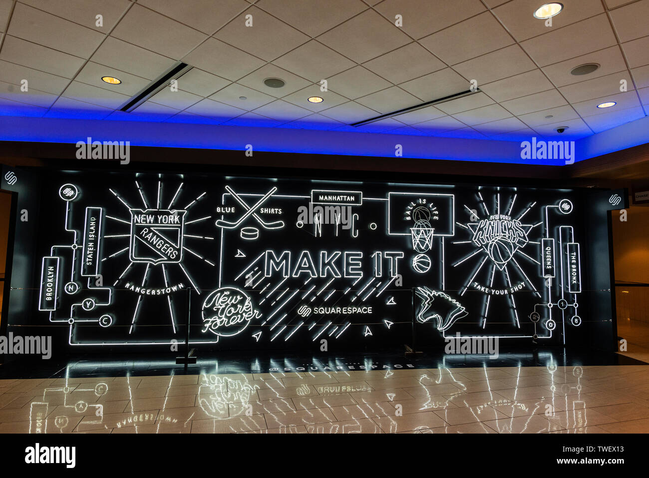 New York City, USA - July 31, 2018: Advertising inside of the Madison ...