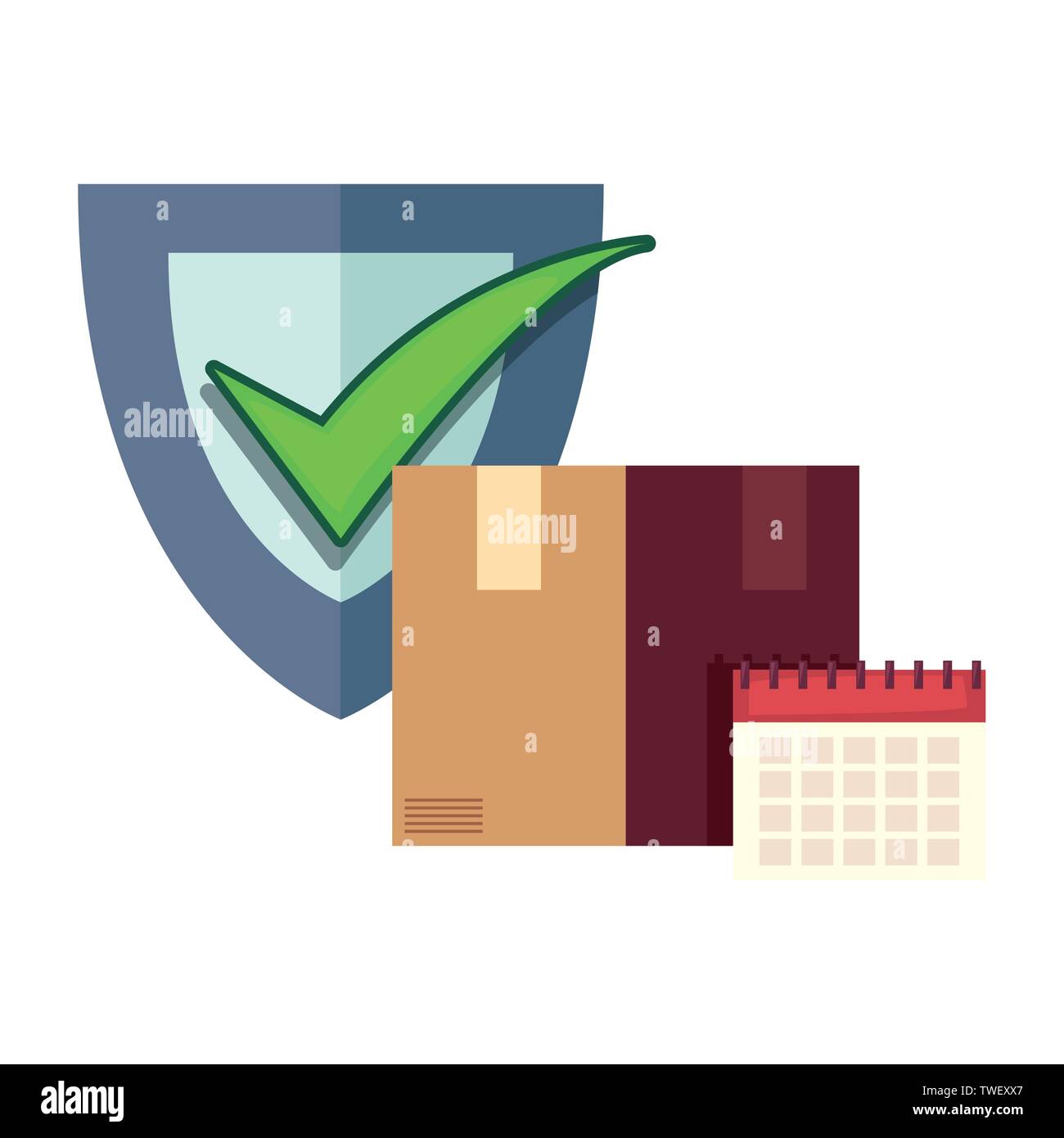 cardboard box check mark calendar fast delivery vector illustration ...