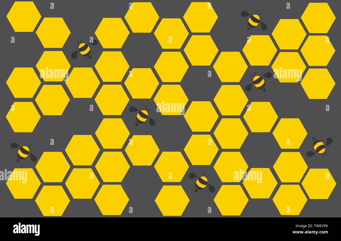 hexagon bee hive design art and space background Stock Photo - Alamy