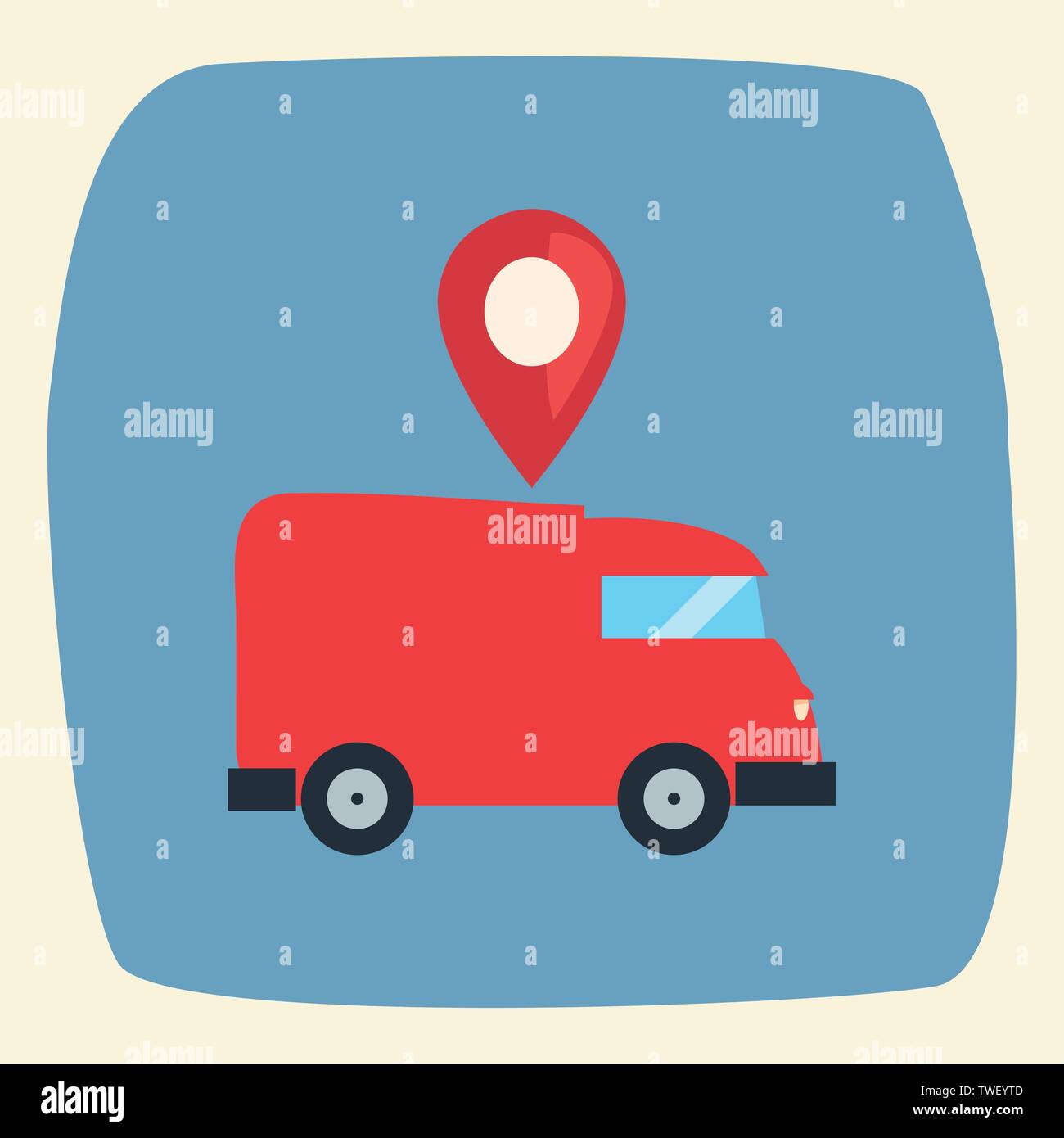 truck location pointer fast delivery vector illustration Stock Vector ...