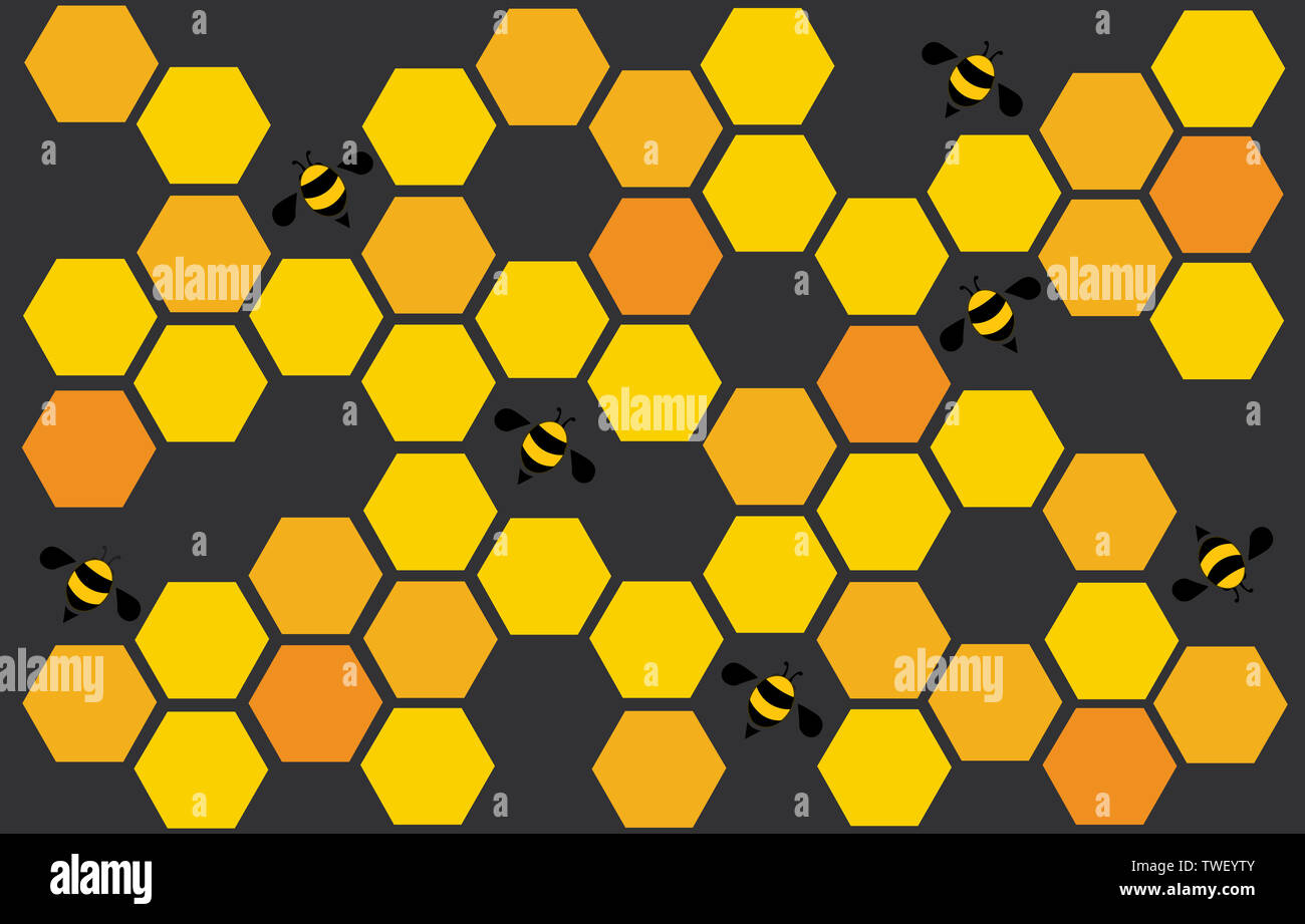 hexagon bee hive design art and space background Stock Photo - Alamy