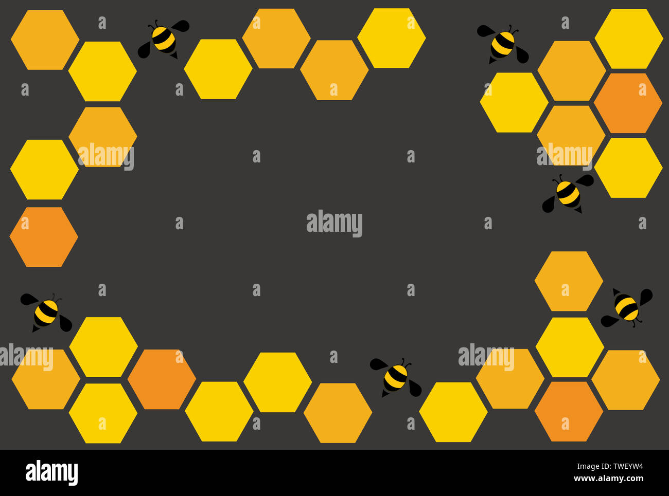 hexagon bee hive design art and space background Stock Photo - Alamy