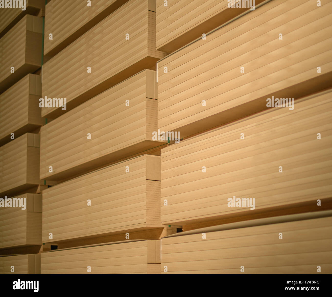 A stack of Medium Density Fibreboard (MDF). Selective focus Stock Photo ...