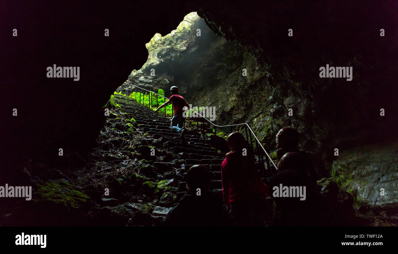 Lava cave Gruta das Torres, Municipality of Madalena, Pico Island ...