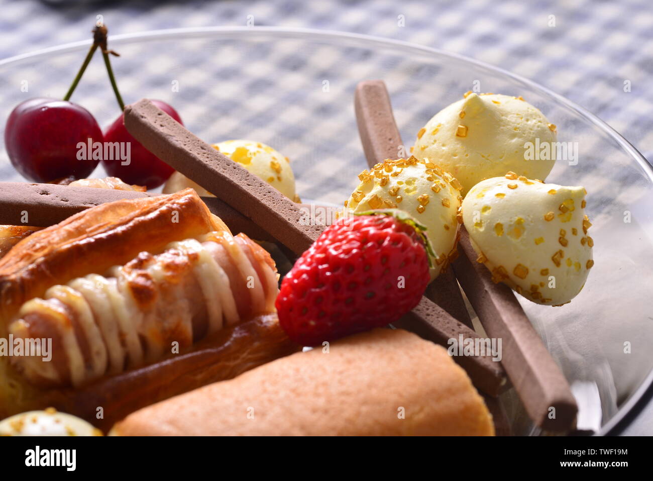 Meal cake on a picnic cloth. Afternoon tea Stock Photo - Alamy