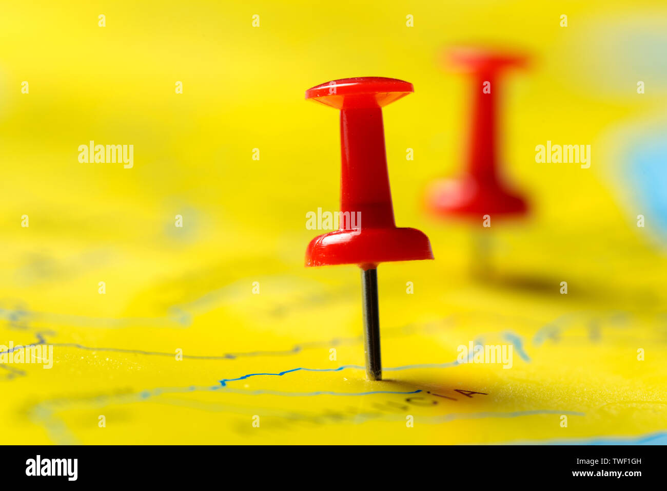 Travel destination points on a map Stock Photo - Alamy