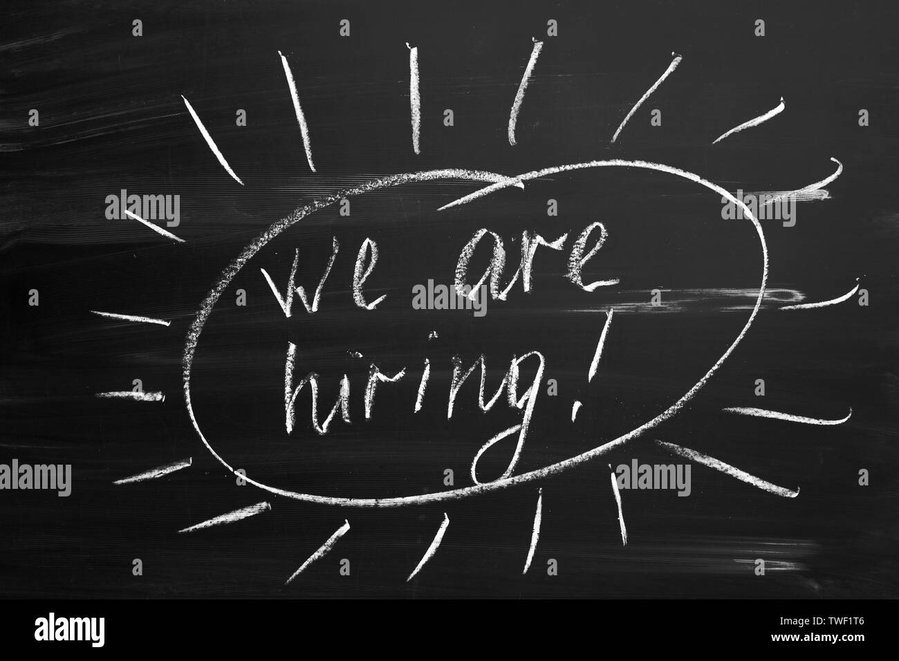 We are hiring text on chalkboard Stock Photo - Alamy