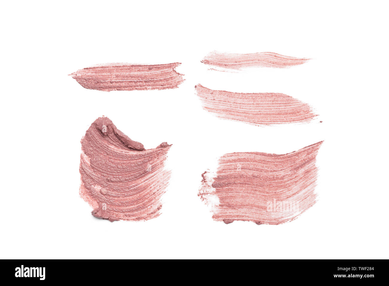 smeared foundation natural make up on white background Stock Photo - Alamy