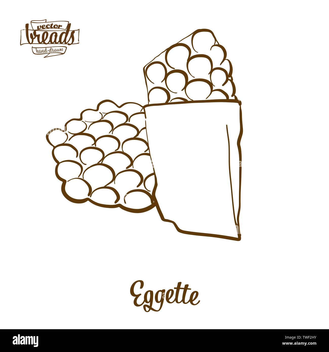 Eggette bread vector drawing. Food sketch of Pancake, usually known in ...