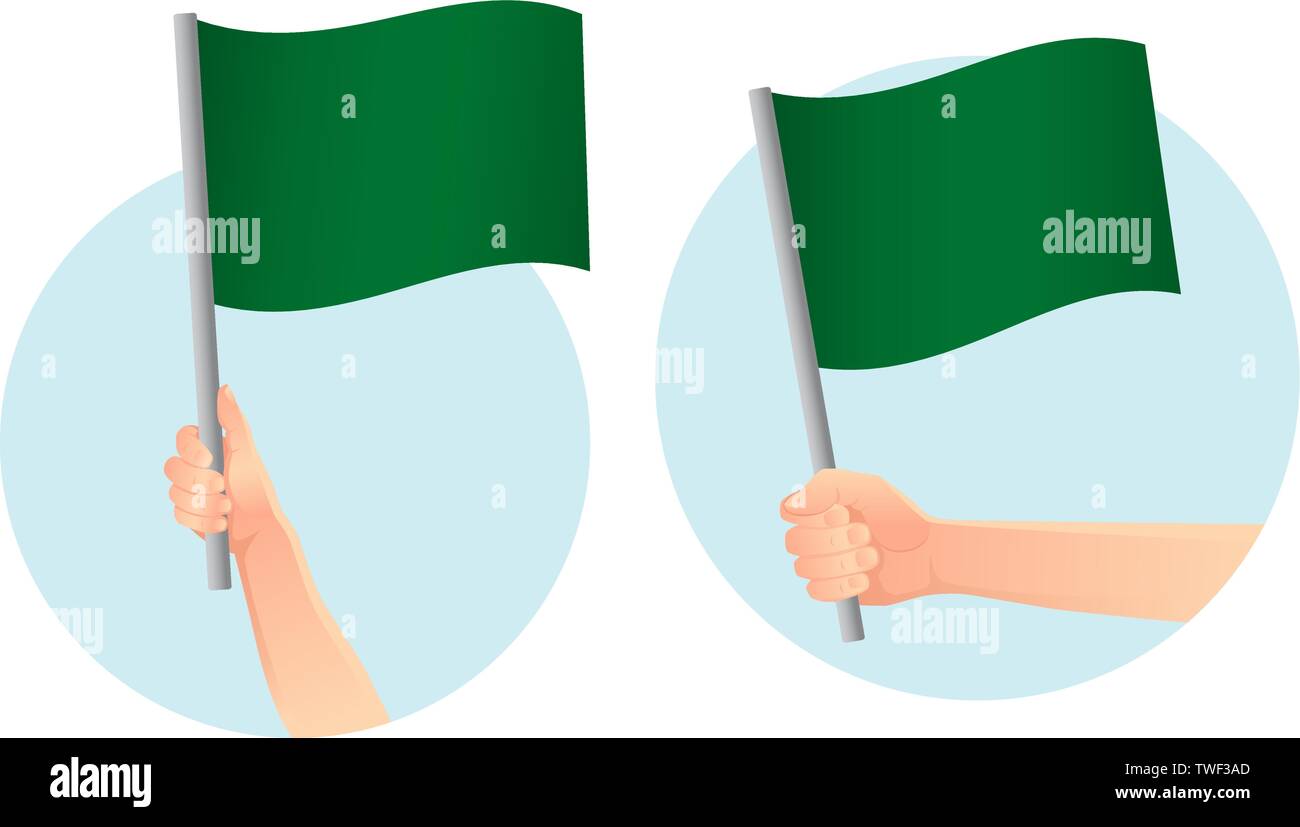Green flag in hand. Vector illustration of green flag Stock Vector ...