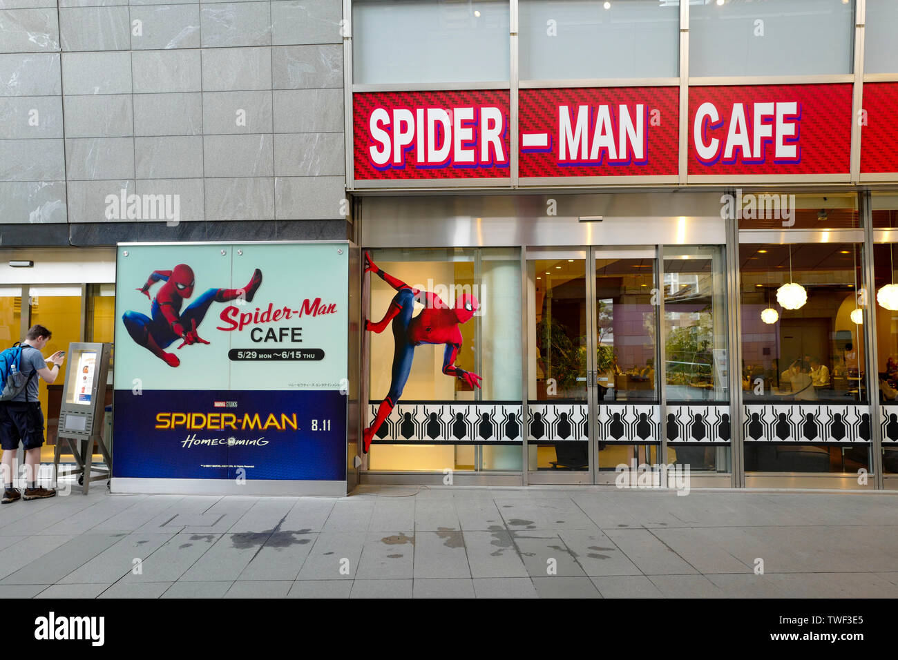 Tokyo, Japan, 1st, June, 2017. The Spider-Man cafe in Roppongi Hills ...